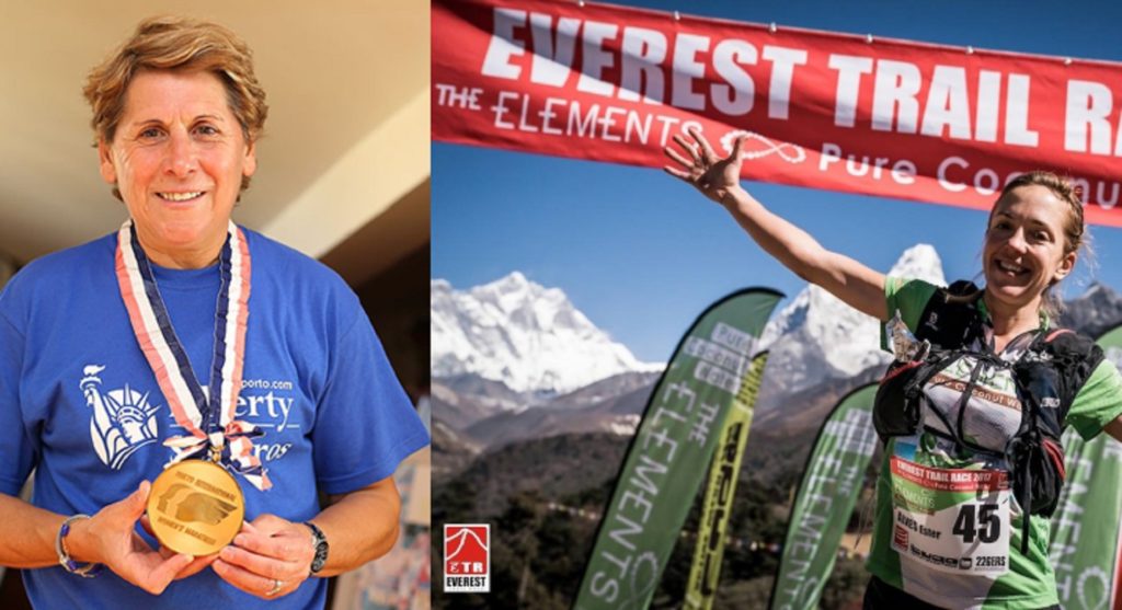 Aurora Cunha e Ester Alves na apresentação da Eco Meia Maratona Valença ...